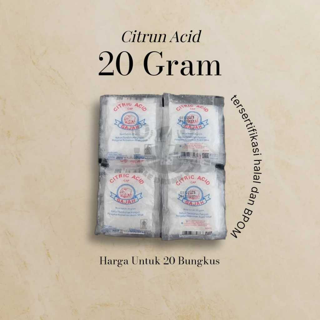 Jual Citrun Cap Gajah 20gr Isi 20 Bungkus / Citric Acid / Citrun Acid ...