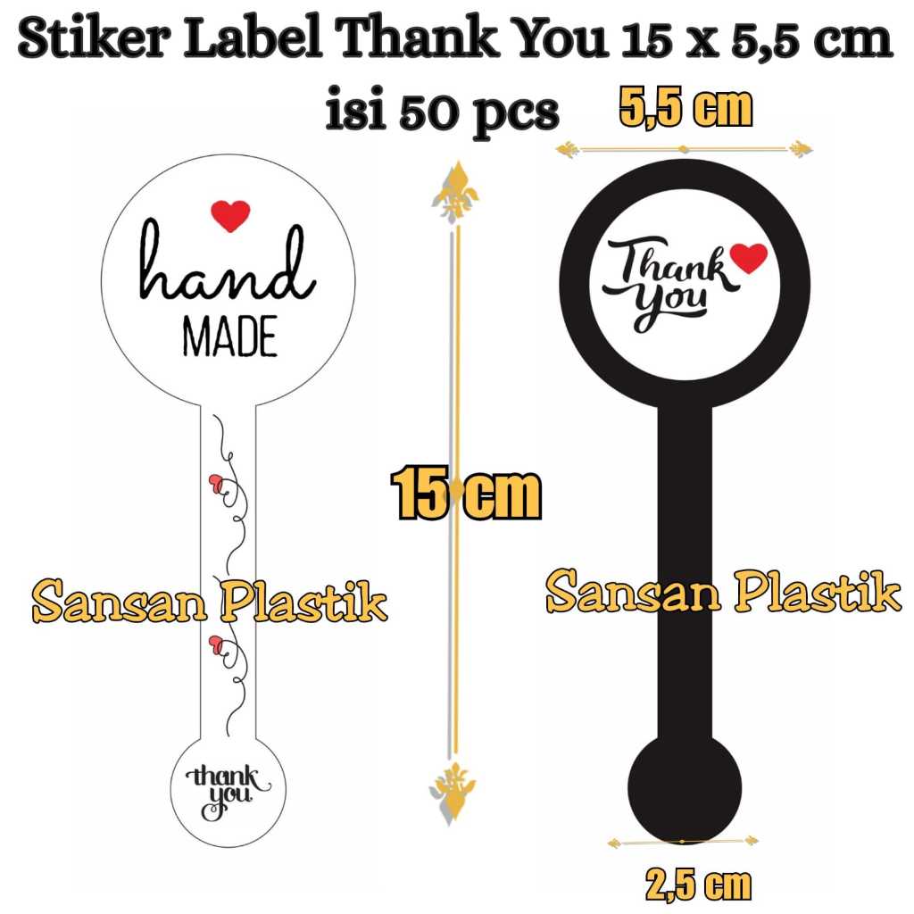 Jual Stiker Label Thank You Ukuran 15x5,5cm isi 50 Lembar | Shopee ...