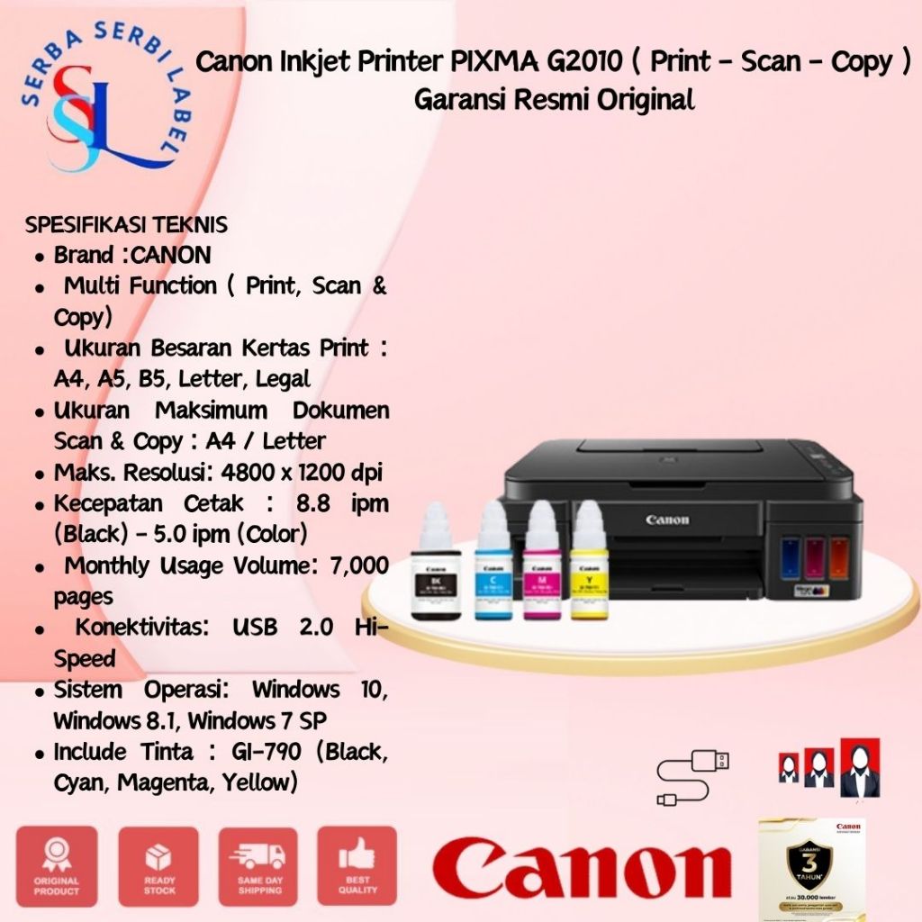 Jual Printer Canon Pixma G2010 (Print,Scan,Copy) Garansi Resmi Original ...