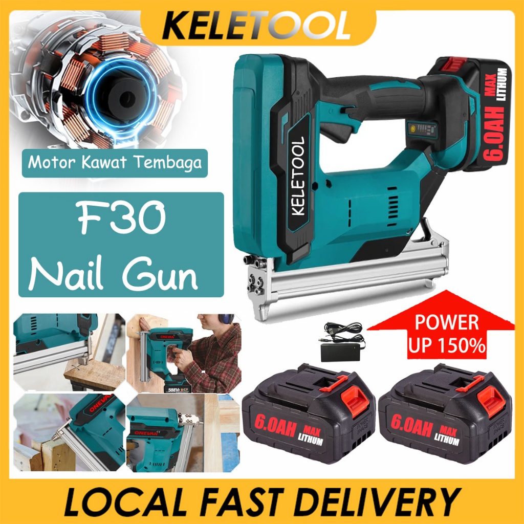 Jual F30 Heavy Duty Cordless Nail Gun Stapler Nail Mesin Paku Lurus Tembak Lithium-Ion Brad ...