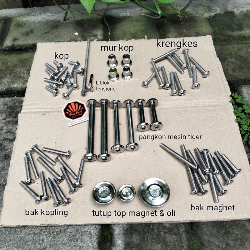 Jual BAUT FULL MESIN CB GL MP TIGER BAUT L SLIM STAINLESS PRO PART SETT TUTUP TOP MAGNET & OLI ...