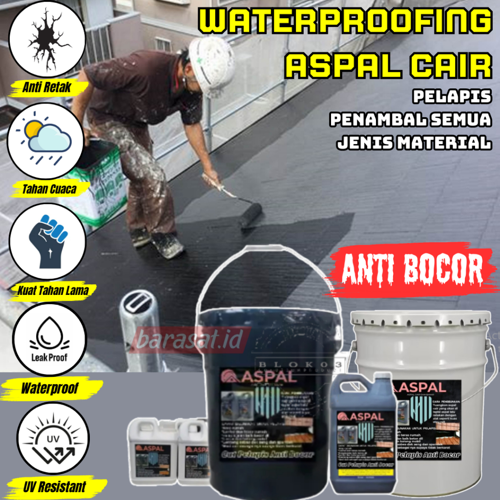Jual Aspal Cair 1 kg Cat Waterproof Pelapis Anti Rembes Anti Bocor ...