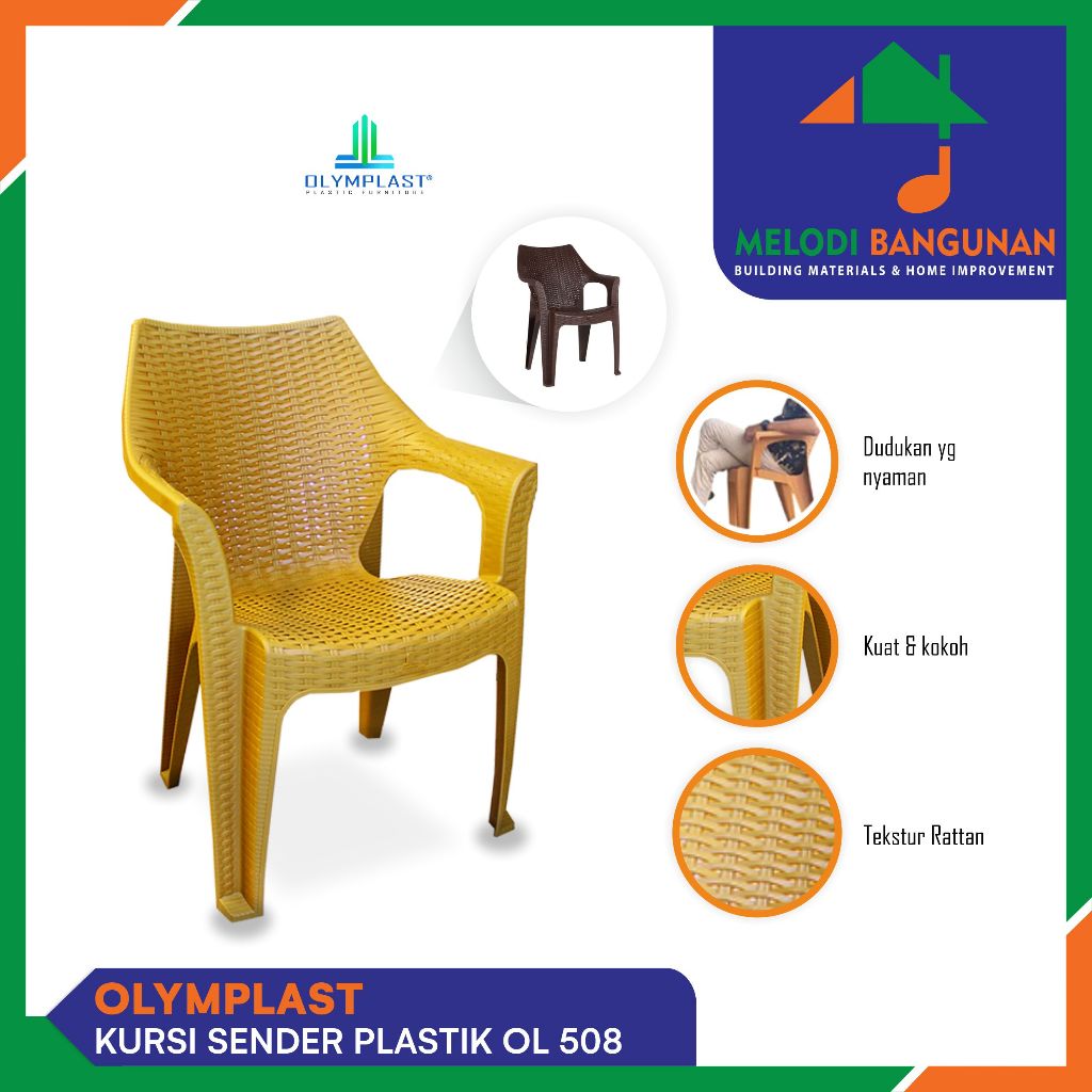 Jual Olymplast - Kursi + Bangku Sandar Taman Plastik Rotan Anyaman Ol ...