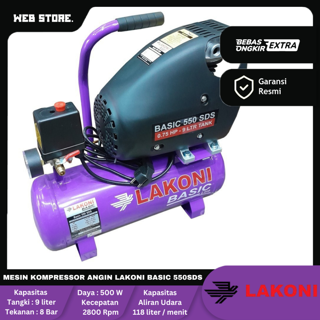 Jual Mesin Kompressor Listrik Udara Compressor 9 Liter Lakoni Basic ...