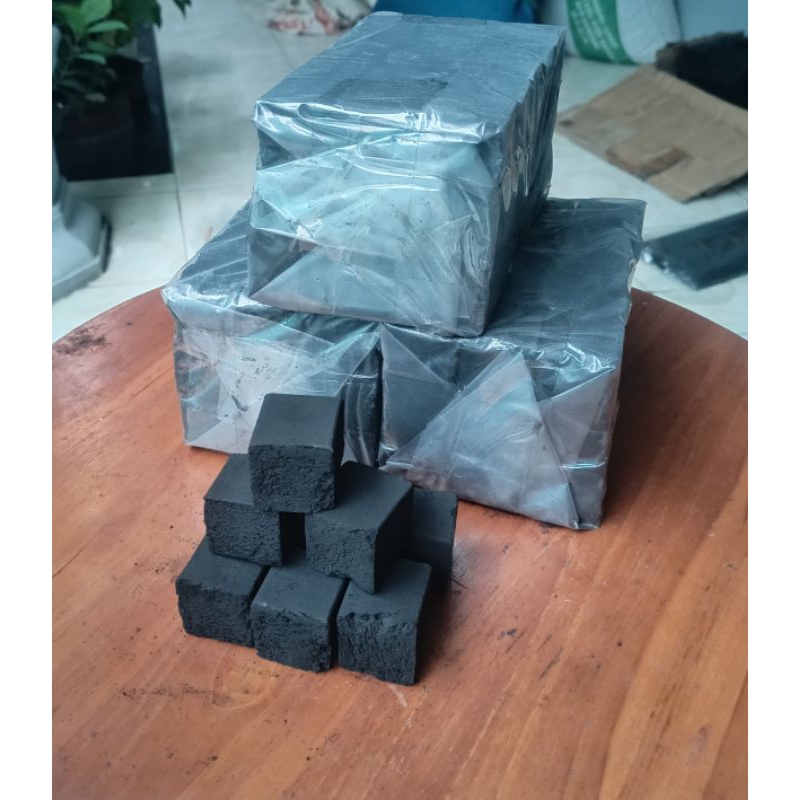 Jual Arang briket tempurung kelapa bentuk cube 3x3, 1kg isi 45pcs ...