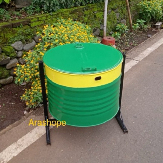 Jual Tong sampah besi 100 liter+tiang gantung/tempat bakar sampah ...