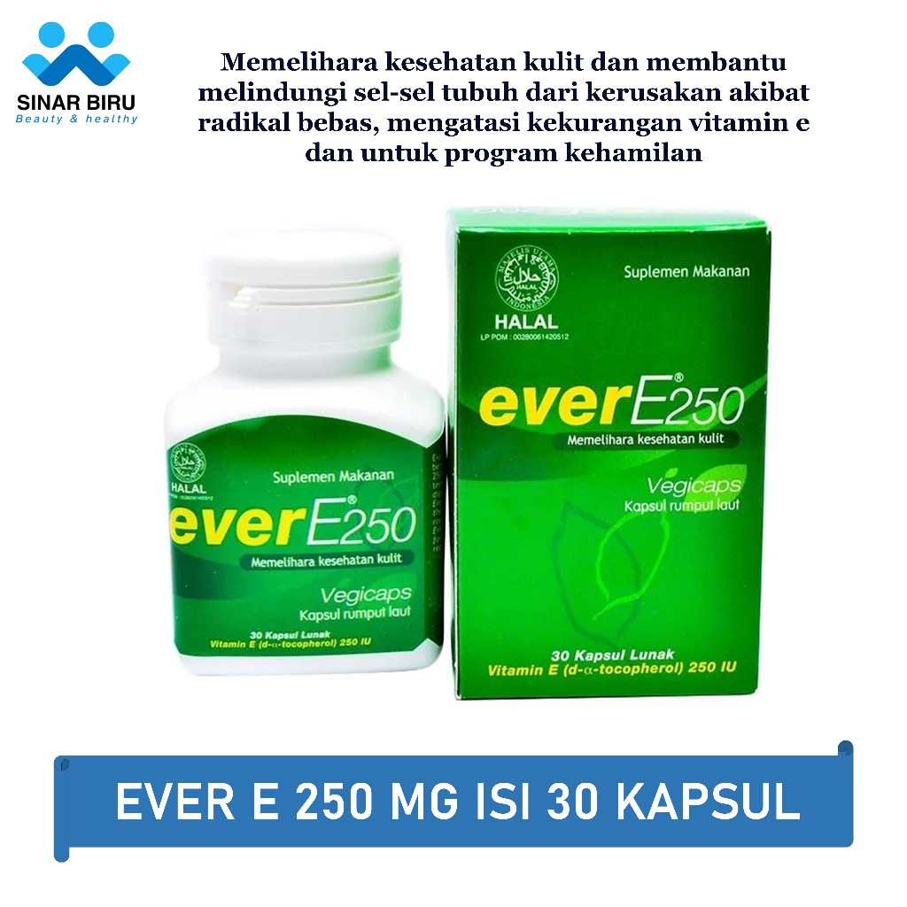 Jual EVER E BOTOL 250 IU Vitamin E Vitamin Kulit - Pencegah Penuaan ...