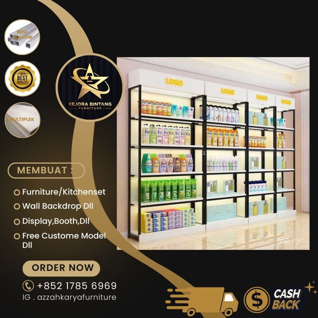 Jual KEJORA II Rak Display Toko Kosmetik/Rak Display Toko Pakai Lampu ...