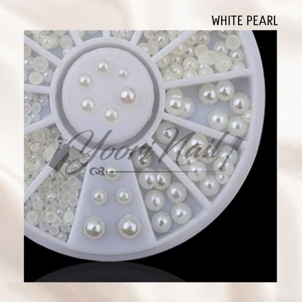 Jual White pearl wheel mutiara putih rhinestones nail art hiasan kuku ...