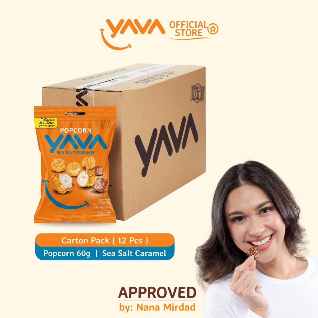 Jual YAVA Carton Pack Popcorn Sea Salt Caramel ( 12 x 60g ) | Shopee ...