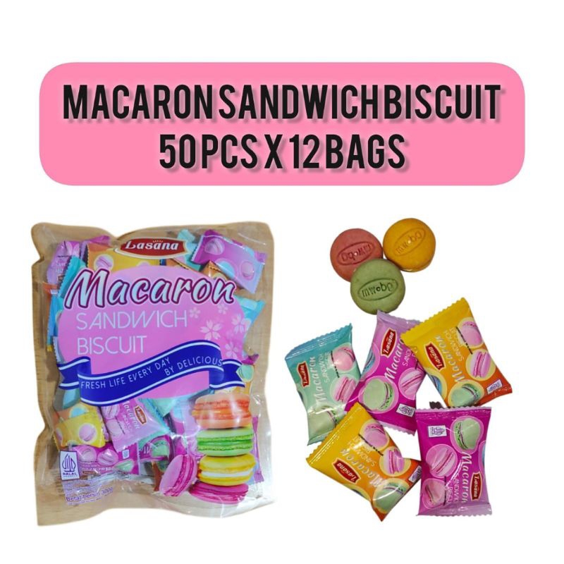 Jual Lasana Macaron Sandwich Biskuit 50pcs | Shopee Indonesia