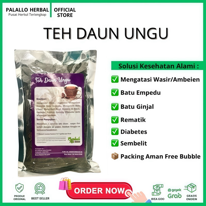 Jual TEH DAUN UNGU KERING Untuk Ambeien 40GR BERKAH HERBAL Meredakan ...