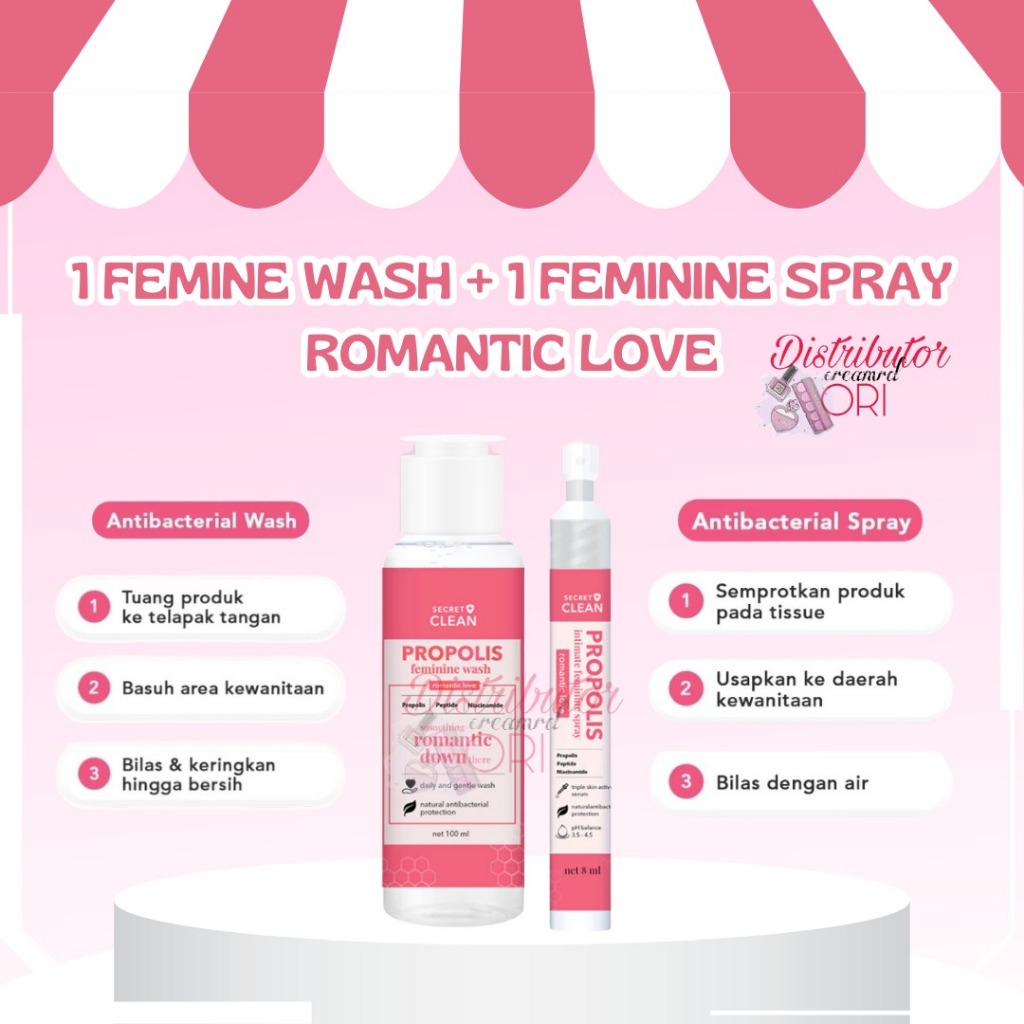 Jual SECRET CLEAN Propolis Feminine ROMANTIC LOVE Wash 100ml / Spray ...