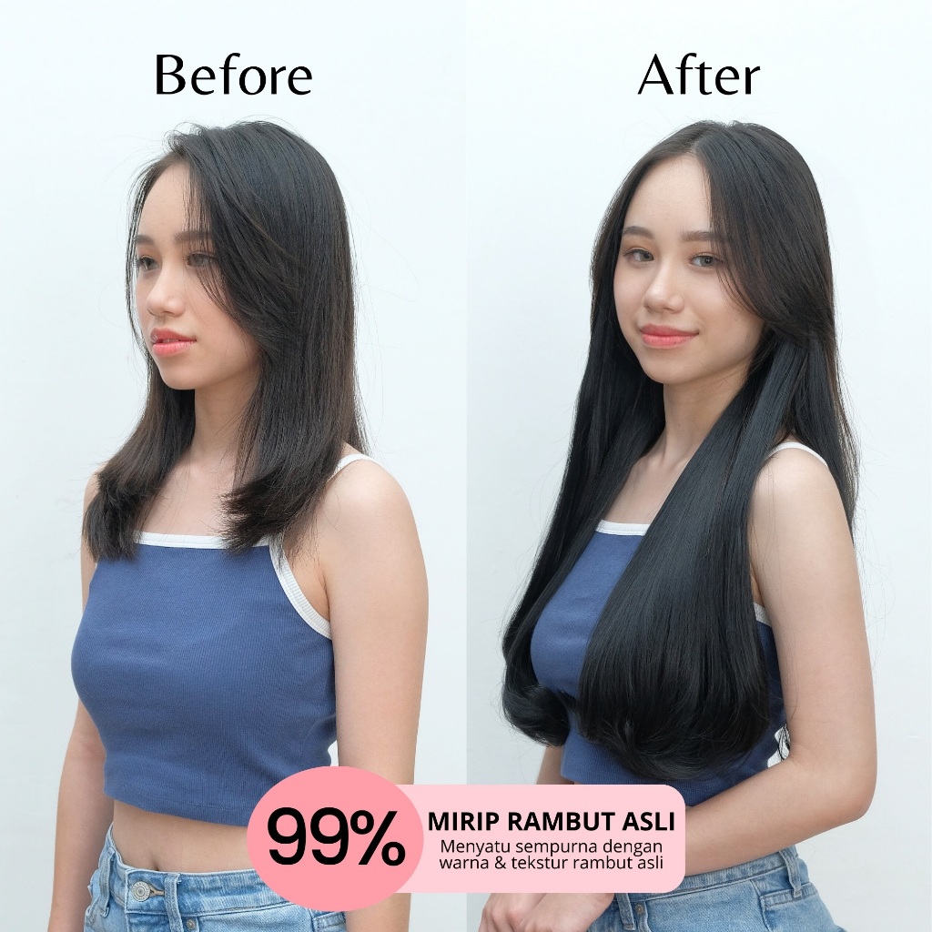 Jual 3 LAYER STRAIGHT – Hairclip rambut lurus panjang 50 cm - Sambungan ...