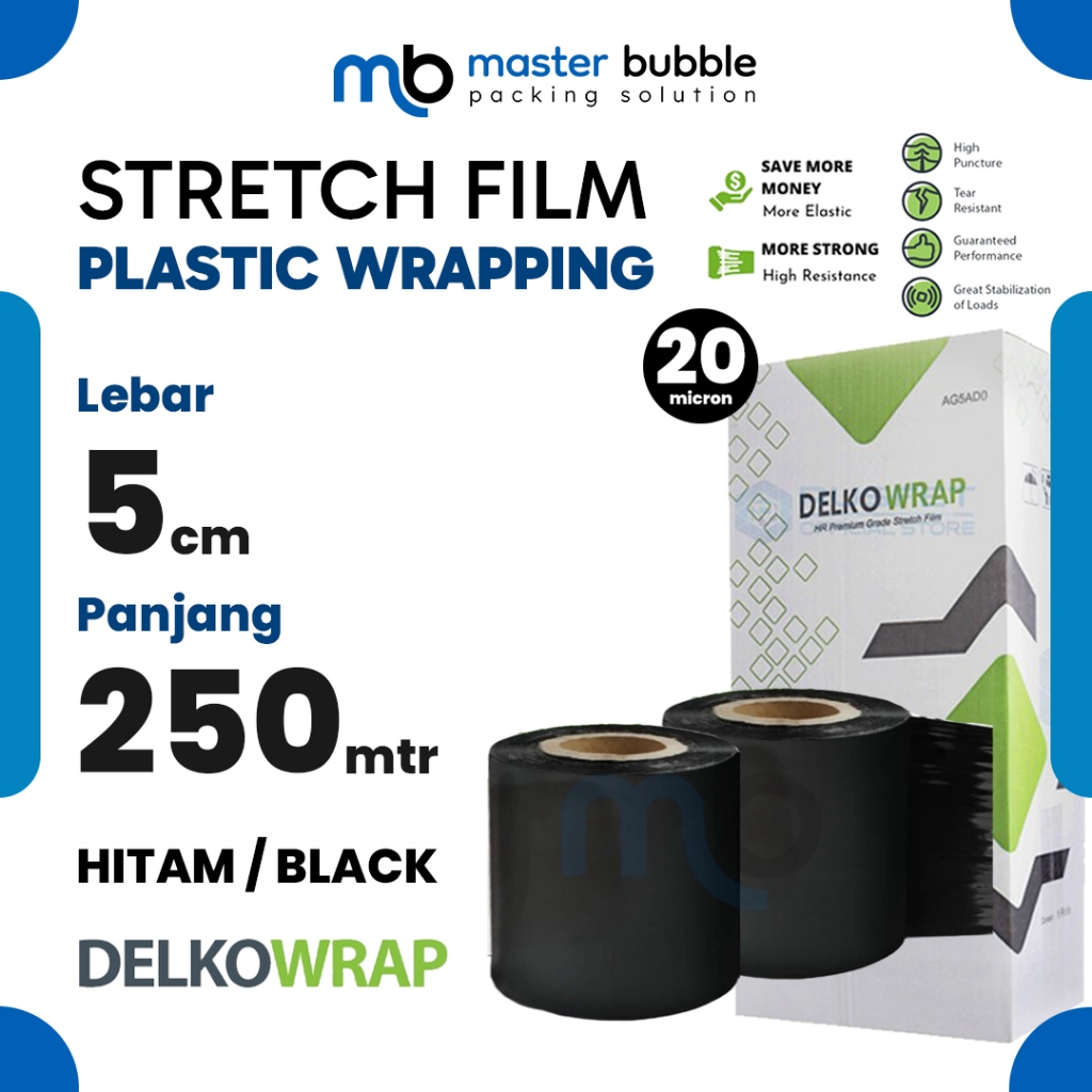 Jual Plastik wrapping HITAM - 5 CM X 250 M stretch film delkowrap ...