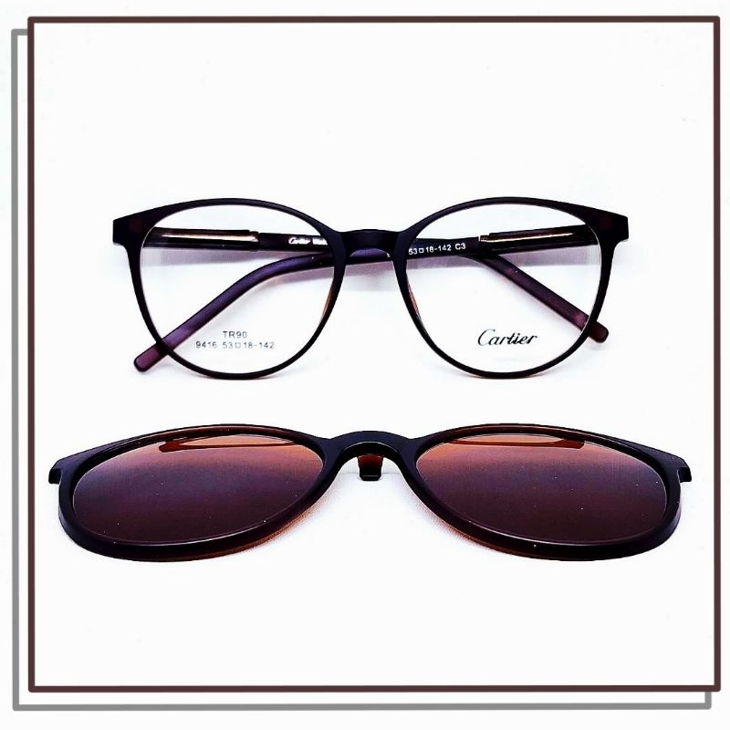 Jual FRAME KACAMATA PLASTIK CT-9416 FREE CLIP ON POLARIZED BROWN Anti ...