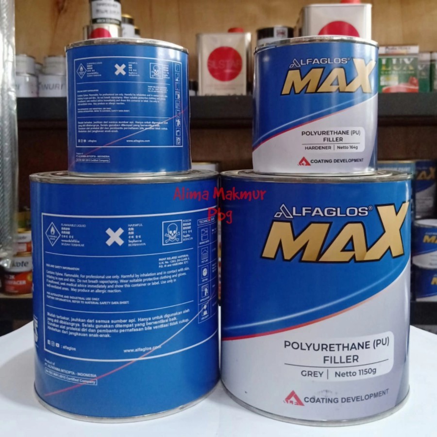 Jual ALFAGLOS MAX PU EPOXY FILLER GREY & BLACK 1.3 KG SET / EPOKSI ...