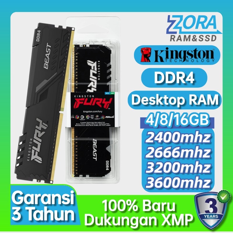 Jual Kingston FURY Beast DDR4 RAM 8GB 16GB 2400/2666/3200MHz DIMM 288Pin 1.2V PC4-19200 21300 ...