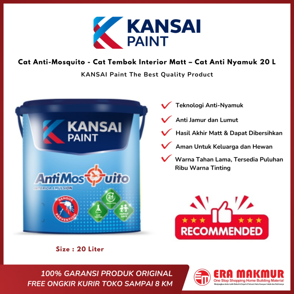 Jual KANSAI Paint – Cat Anti-Mosquito 20L - Cat Tembok Interior Matt ...