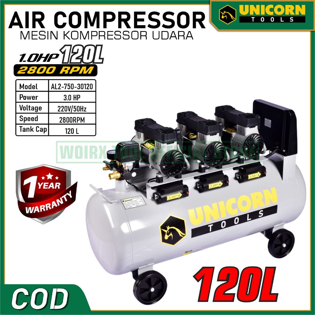 Jual UNICORN TOOLS Kompresor Udara Angin Tanpa Oli Air Compressor 10L 30L 50L 70L 120L | Shopee ...