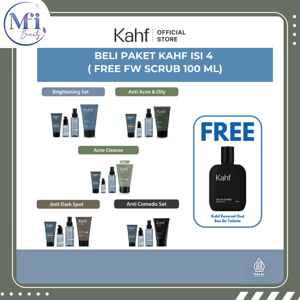 Jual MFI - [GRATIS PARFUM] KAHF Paket Personal Care Isi 4 (Face Wash, Body Wash, Sunscreen ...
