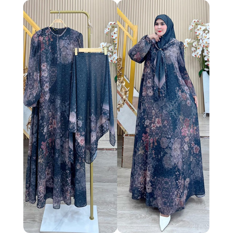 Jual DIJAH PRINT 031 | Gamis wanita Muslimah Plisket | BISA COD SIAP ...