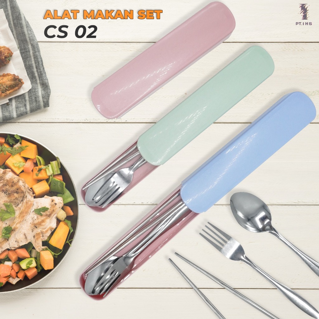 Jual Alat Makan 3 in 1 Set Sendok, Garpu dan Sumpit Bahan Stainless CS 02 | Shopee Indonesia