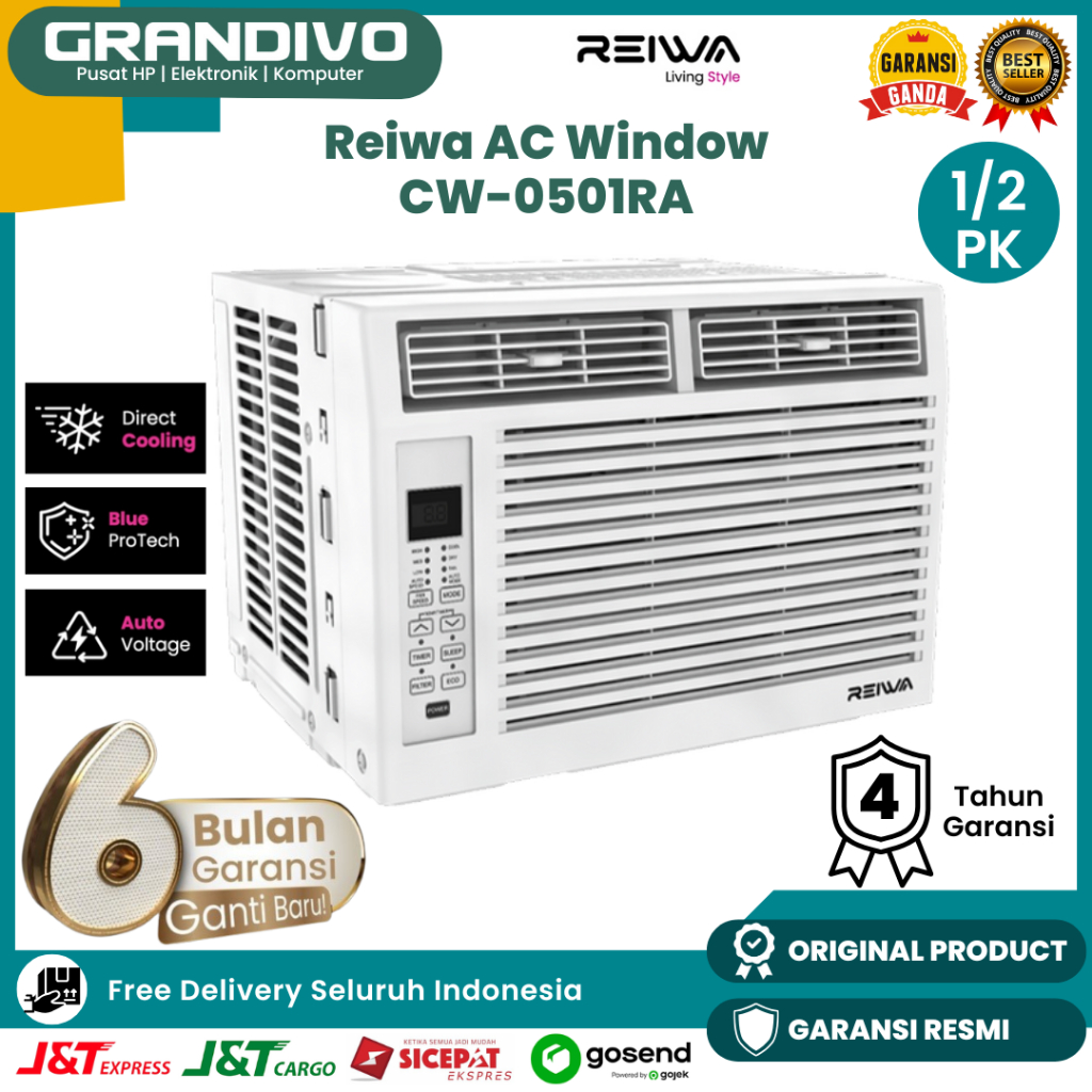 Jual AC Window Reiwa 1/2PK CW 0501RA Low Watt 5000Btu Refrigerant R32 ...