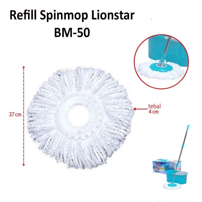 Jual KAIN PEL PUTAR REFILL SPIN MOP LION STAR ALAT PEL PUTAR BM-50 ...