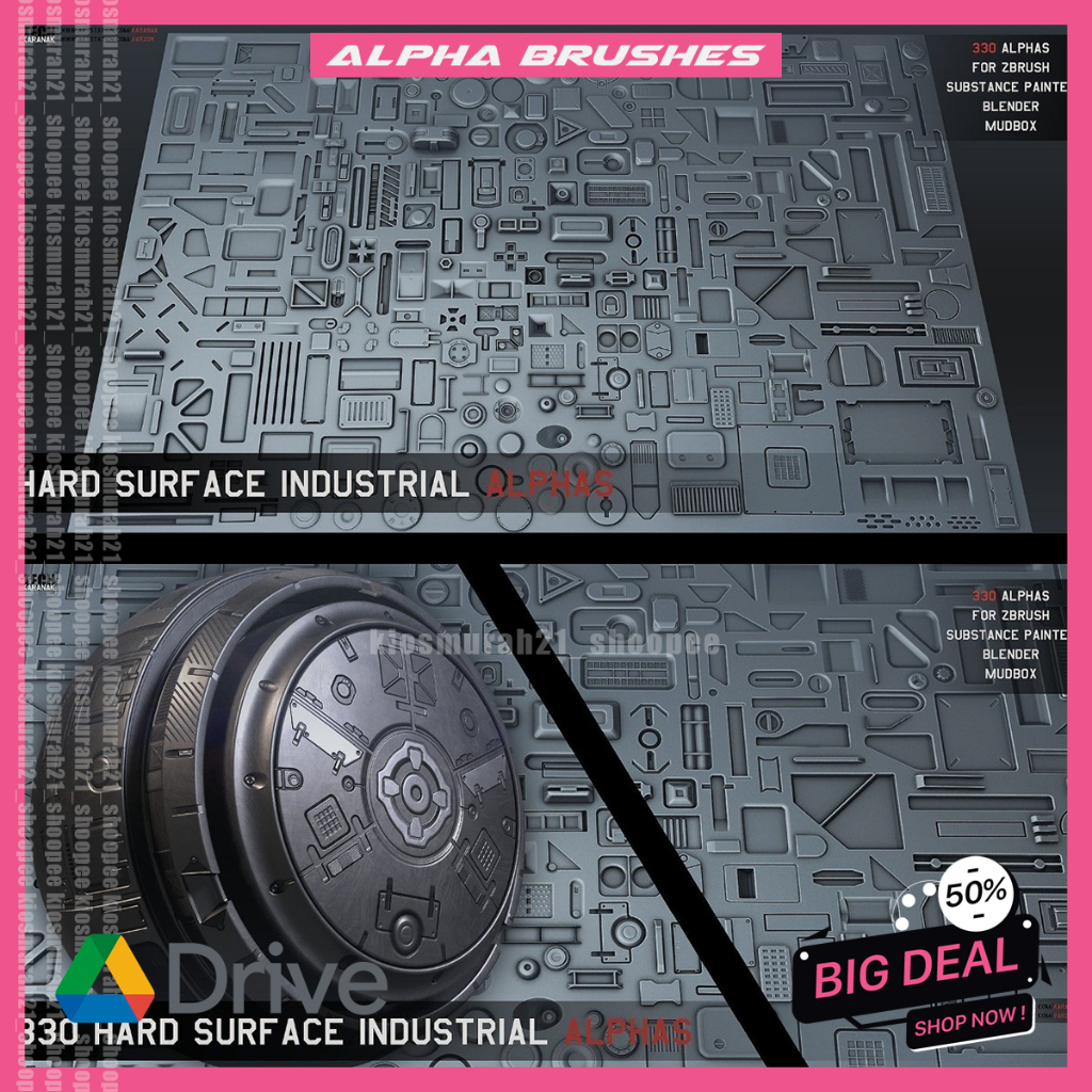 Jual 320 Hard Surface Industrial Alphas Alpha Map Brushes Alphas | Shopee Indonesia