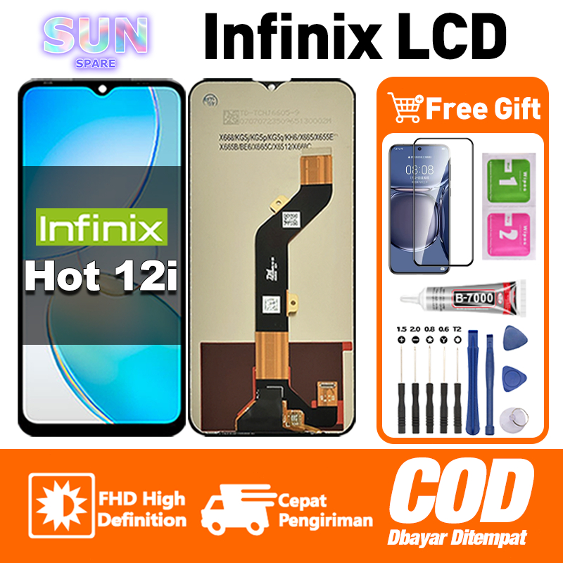Jual LCD INFINIX HOT 12i Original FREE GIFT Asli Ori hp Touchscreen FHD Definition Kualitas ...
