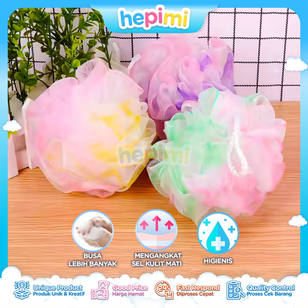 Jual SHOWER PUFF SPONS MANDI JARING HALUS Sponge Bulat Busa Lembut ...