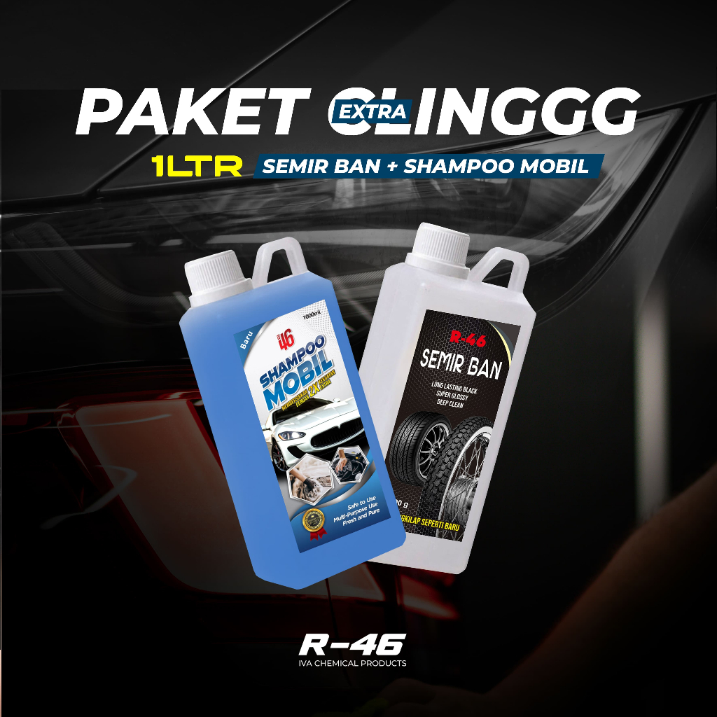 Jual R46 Semir Ban dan Shampoo Mobil 1 Liter Paket Cling | Shopee Indonesia