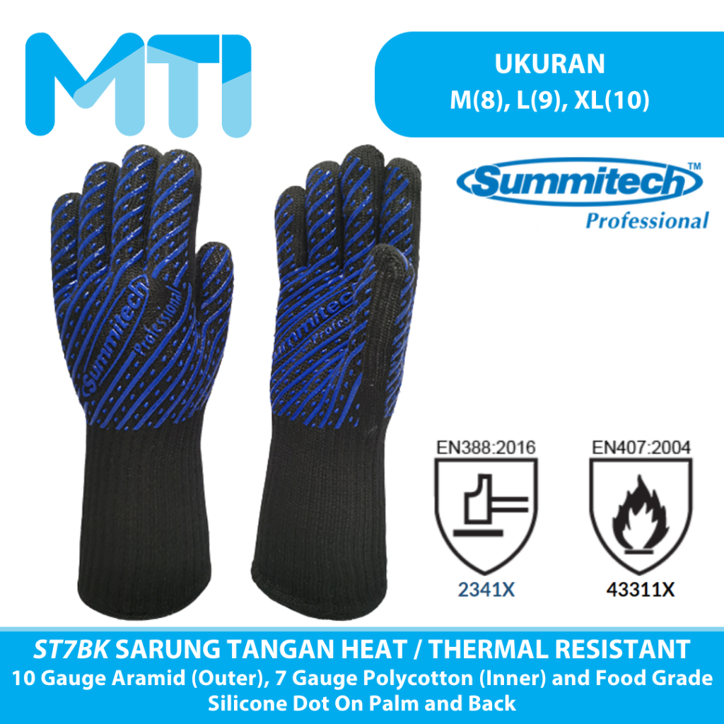 Jual SUMMITECH ST7BK Sarung Tangan Anti Panas / Thermal Resistant 350°C ...