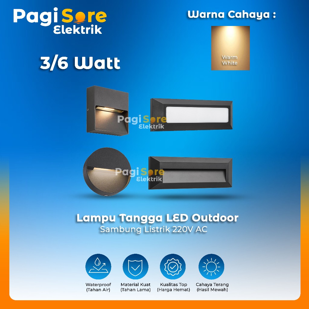 Jual lampu tangga led 3 watt 6 watt dinding outbow outdoor indoor ...