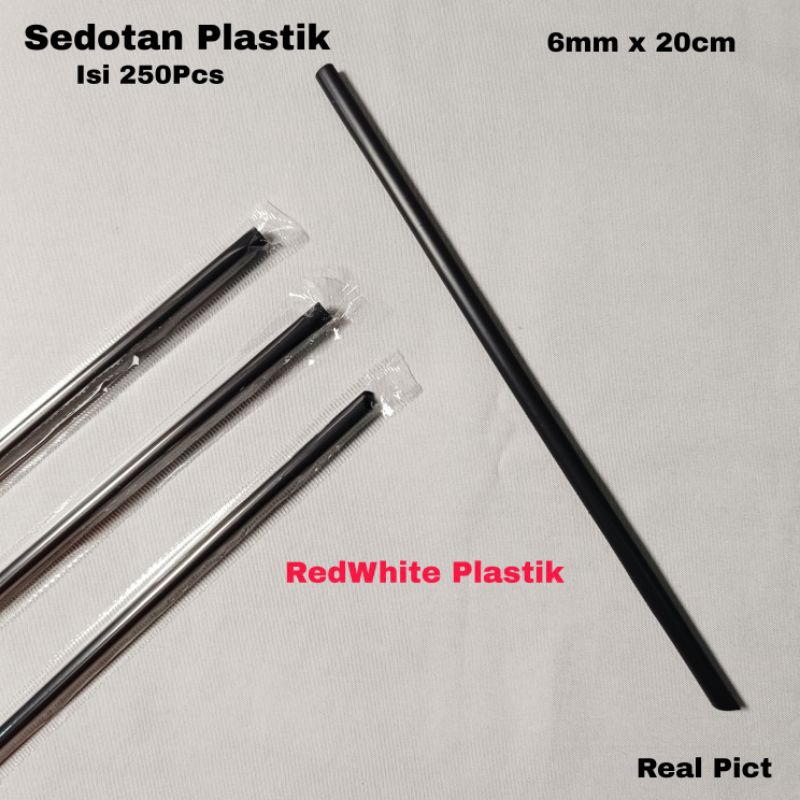 Jual [250 PCS] Sedotan Plastik Minuman Steril 6mm X 20cm Sedotan Hitam ...