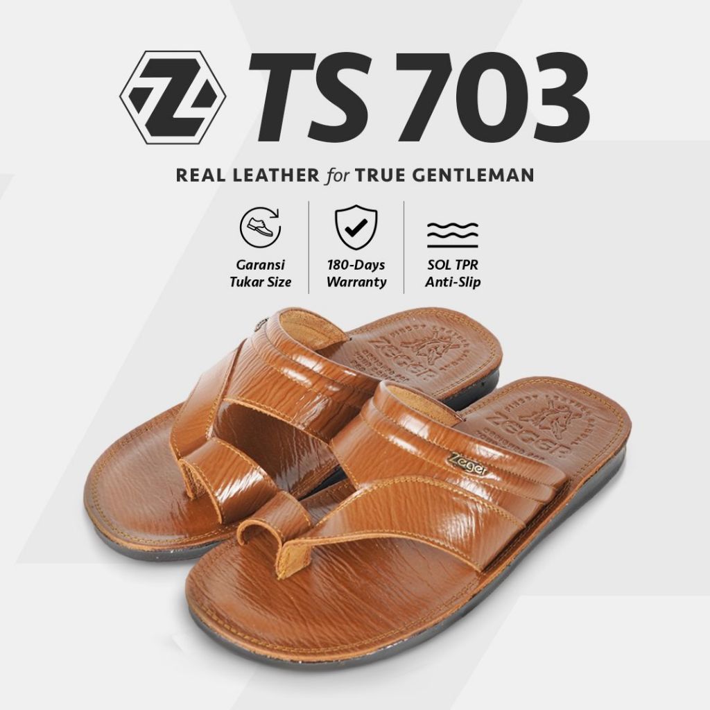 Jual ZEGER Sandal Kulit Pria Jepit - TS 703 | Shopee Indonesia
