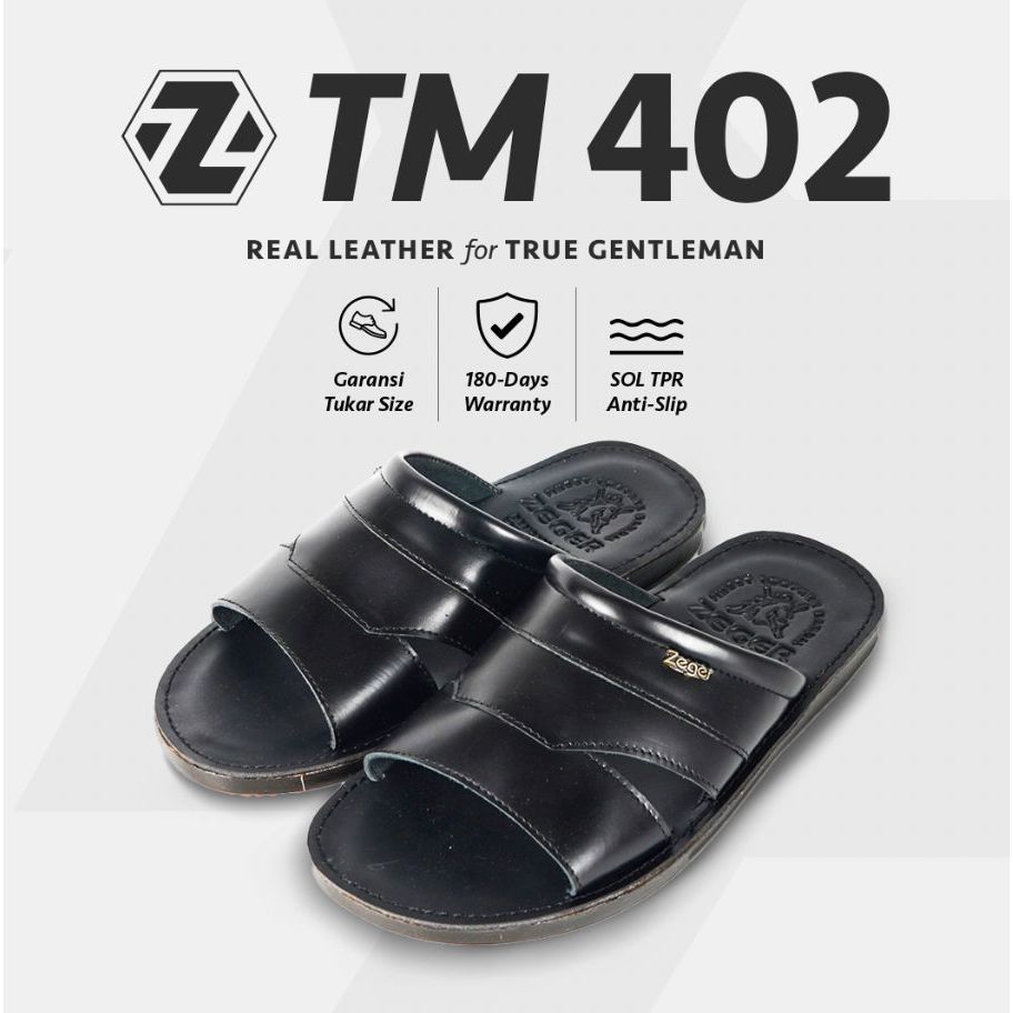 Jual ZEGER Sandal Kulit Pria Selop Kokop - TM 402 | Shopee Indonesia