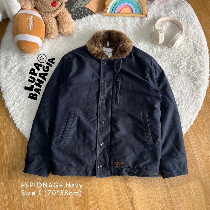 Jual ESPIONAGE N1 DECK Navy Military Parka Jaket size fit L • 100% ...