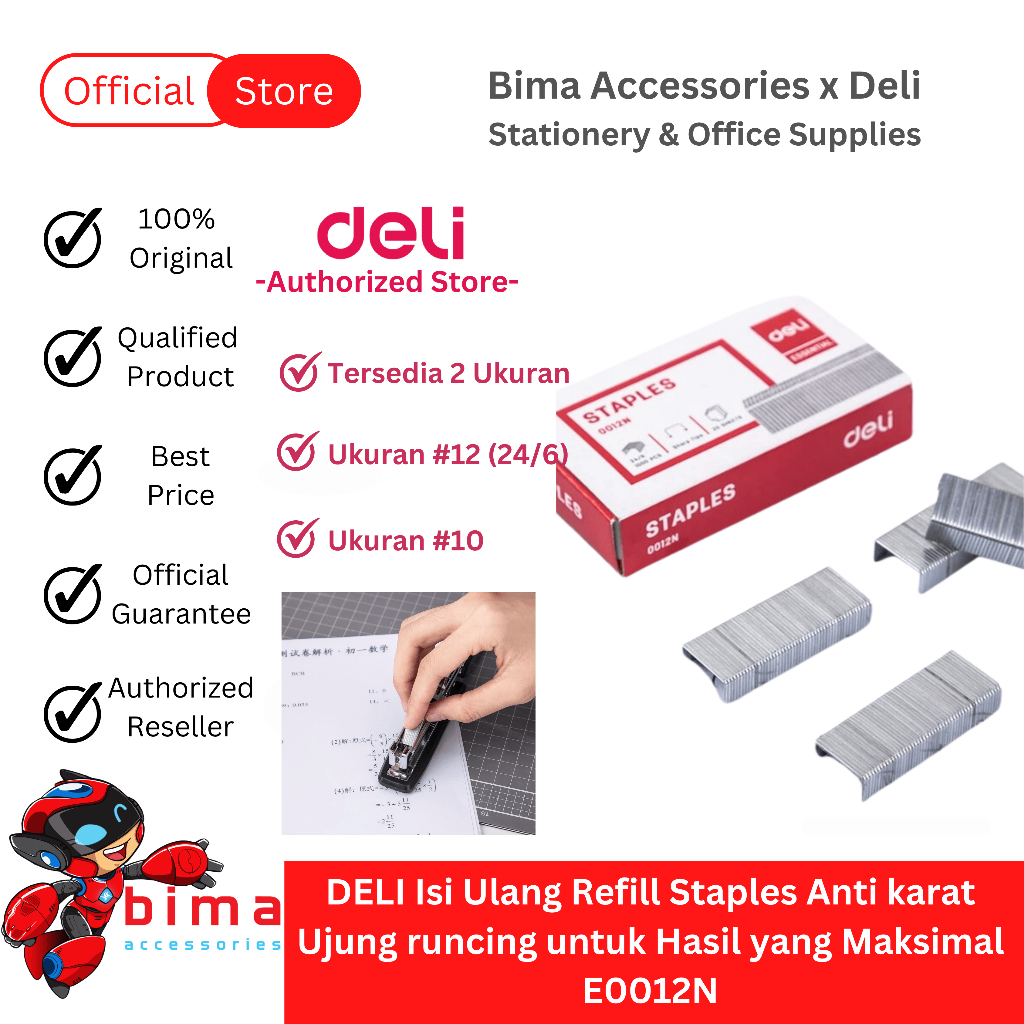 Jual DELI Isi Ulang Staples Refill Stapler No.10 Kecil No.3 24/6 Besar ...