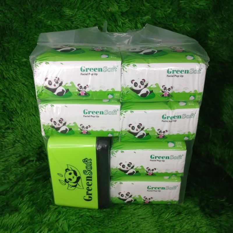 Jual Tisu Green Soft Panda Pop Up kecil 6 Pcs, Gratis Kotak Dispenser ...