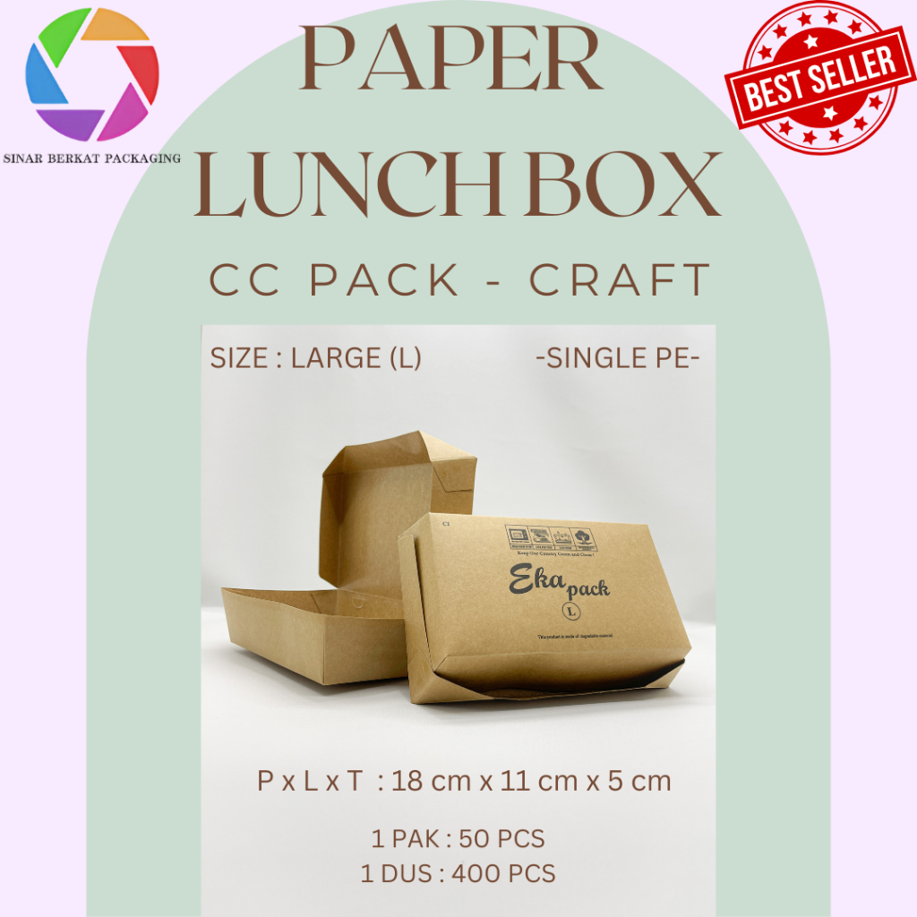 Jual Paper Lunch Box Craft L / Kotak Makan Kertas Ukuran L | Shopee ...