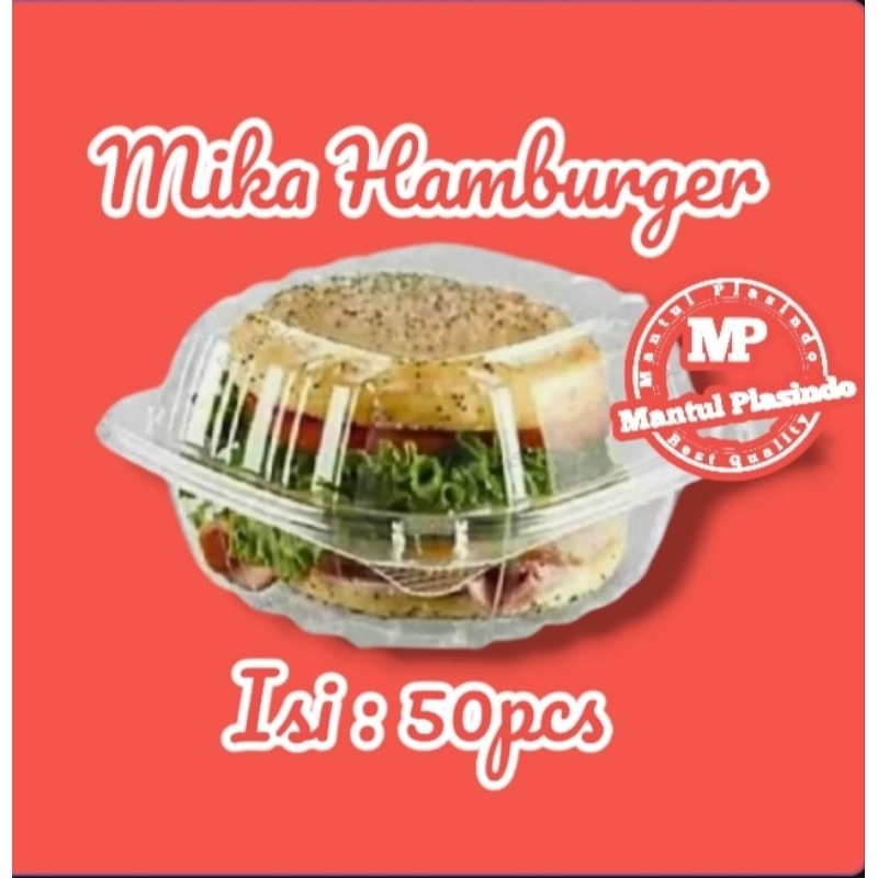 Jual isi 50pcs mika Hamburger / mika roti / mika bolu plastik bening ...