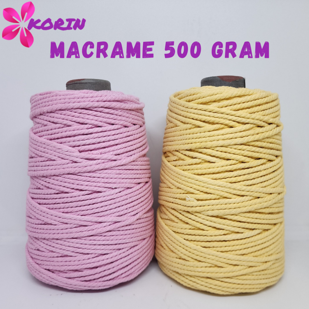 Jual [500GR] Tali Katun Makrame Warna 4mm 500gr / Macrame Cotton Rope ...