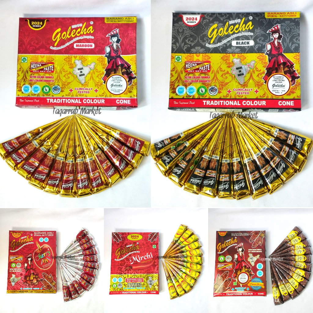 Jual GOLECHA CONE ORIGINAL GOLECHA KERUCUT HENNA HALAL BPOM HERBAL ...