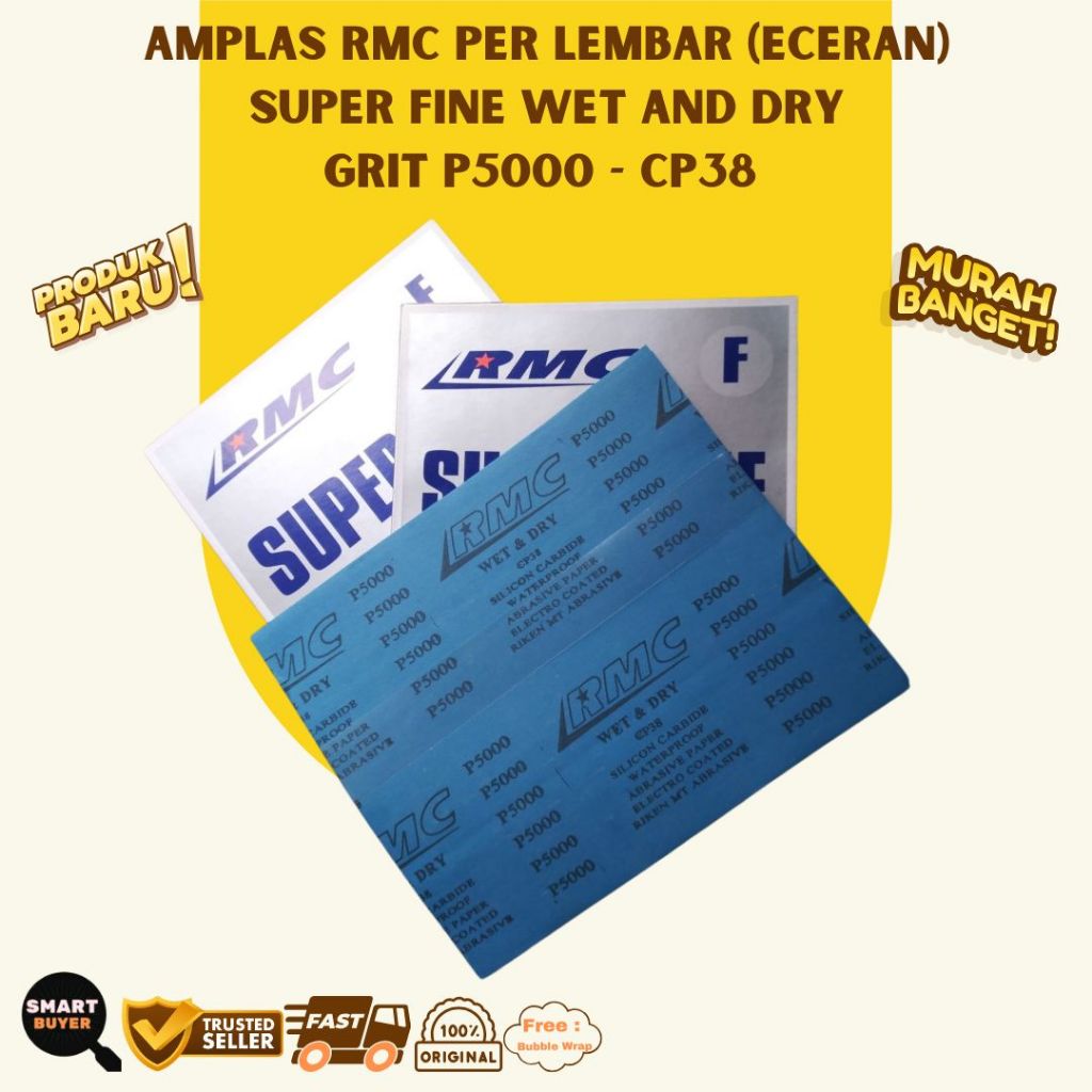 Jual 50 Lembar Kertas Amplas RMC EP38 Grit 5000 Halus Amplas Kayu Besi Amplas Kertas Selembar ...