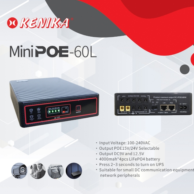Jual Kenika Mini UPS DC With Port POE-60L 4000mAh*4pcs LiFePO4 battery ...