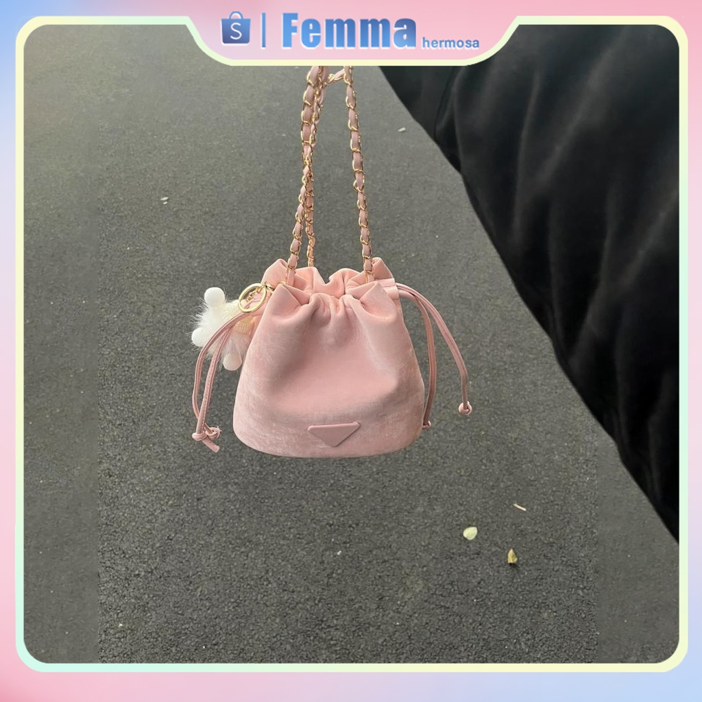 Jual Gadis remaja hati persik merah muda tas ember tas ember wanita ...