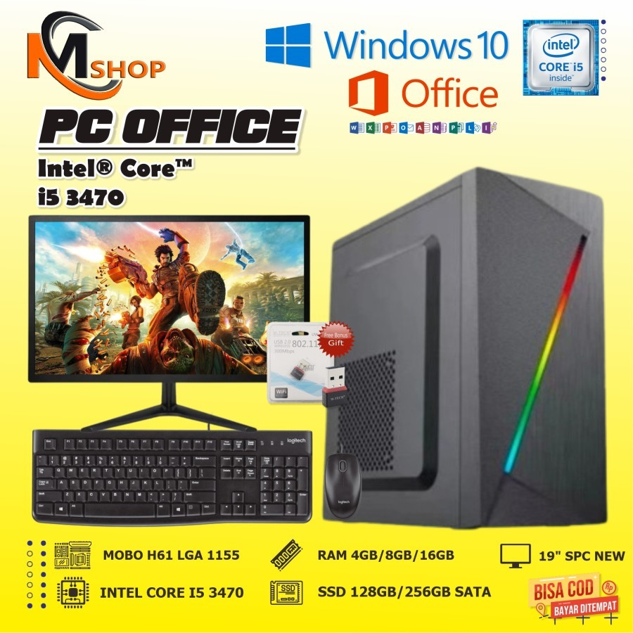 Jual Paket PC Komputer Rakitan Core i5 Gen 3 LED 19" Inch Kantor / Office Keyboard Mouse ...