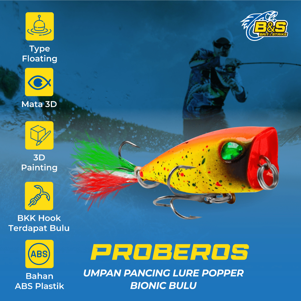 Jual PROBEROS umpan mini popper 4G / 4.3cm lure mini popper hook ...
